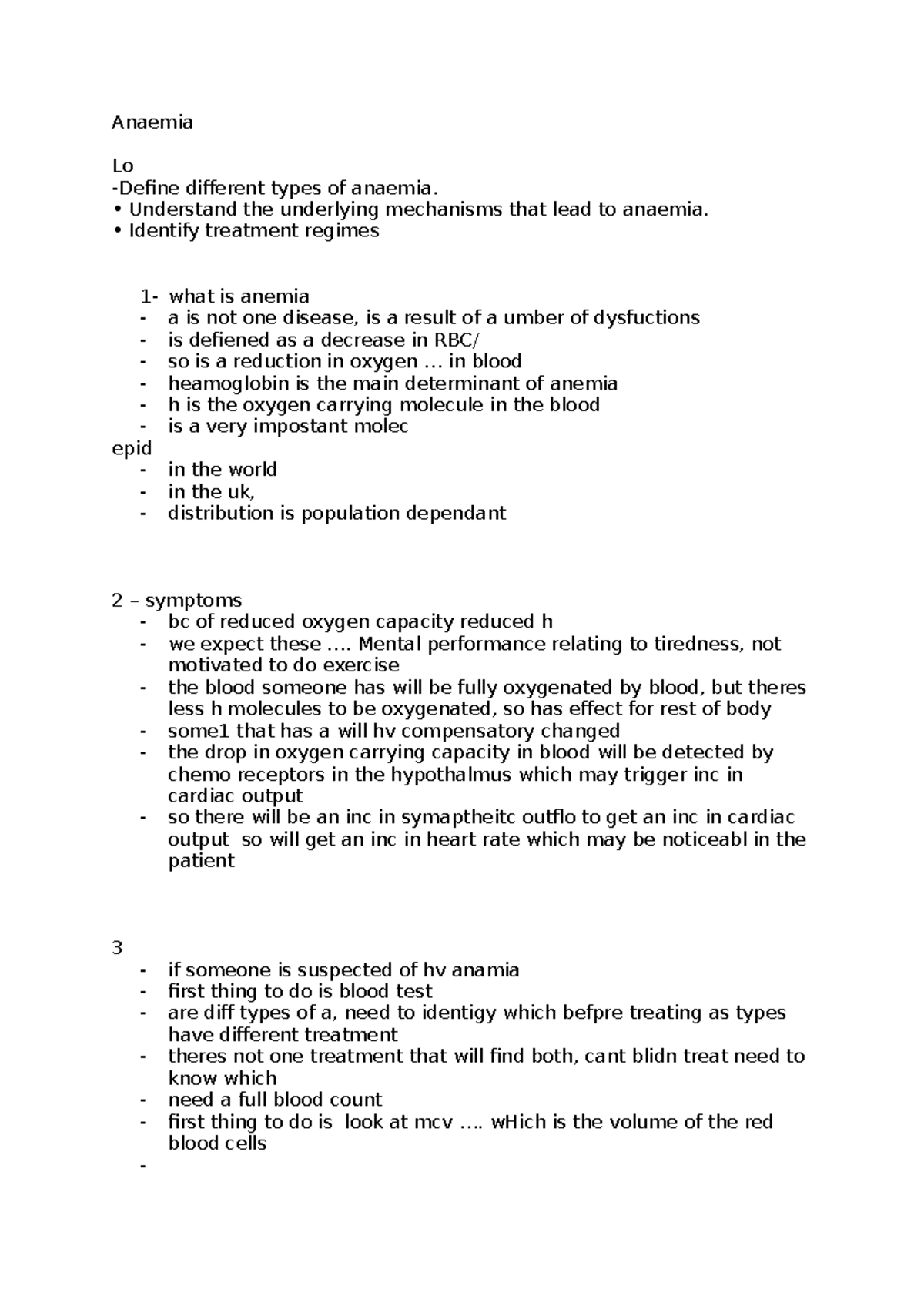 Anaemia - Anemia lecture notes using powerpoint - Anaemia Lo -Define ...