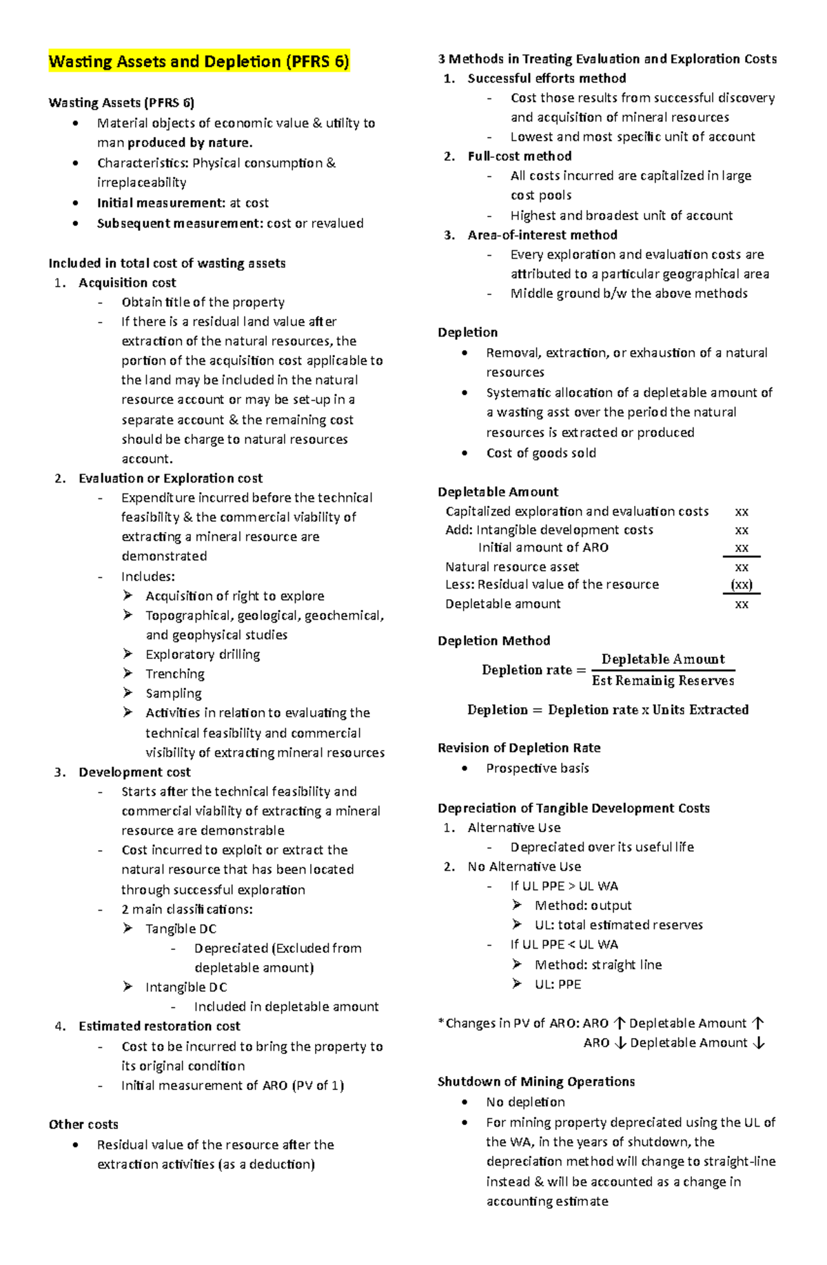 IA2 Midterms Reviewer - Wasting Assets Depletion Revaluation Model ...
