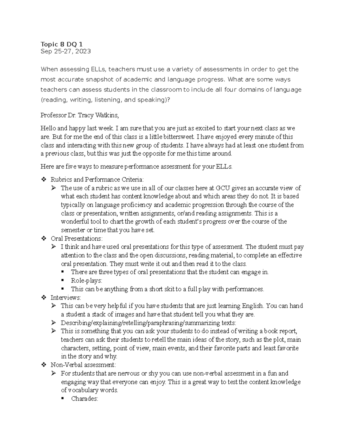 ESL 440N-0500 Topic 8 DQ 1 DQ 2 for Sherry Lynn Breece 09-25-2023 - Topic 8 DQ 1 Sep 25-27, 2023 ...