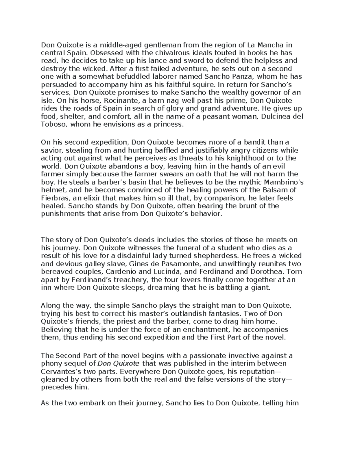 DON Quixote - Don Quixote is a middle-aged gentleman from the region of ...