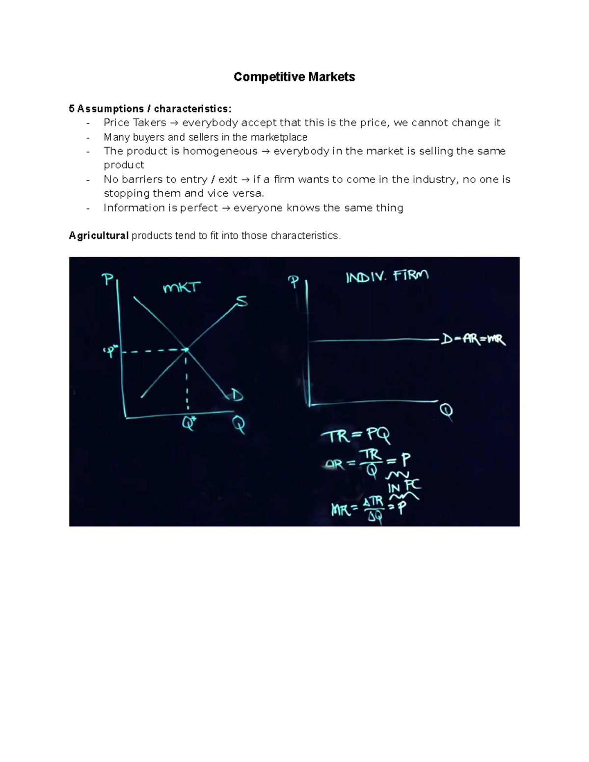 ECON 201 - Chapitre 9 - Competitive Markets 5 Assumptions ...