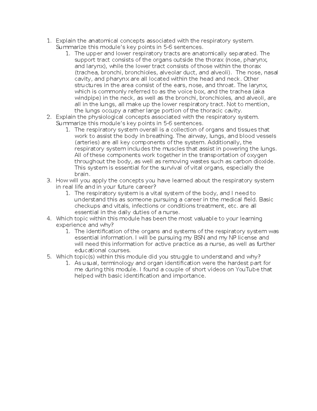 A&PII Module 5 Reflection - Explain the anatomical concepts associated ...