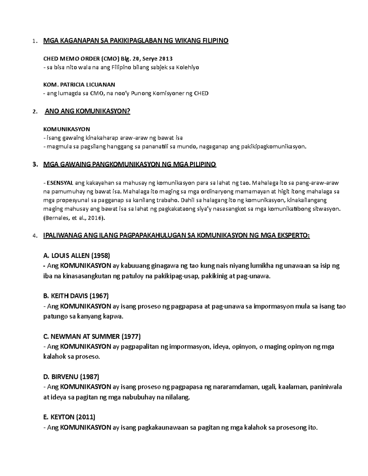 MGA Kaganapan SA Pakikipaglaban NG Wikang Filipino - 1. MGA KAGANAPAN ...