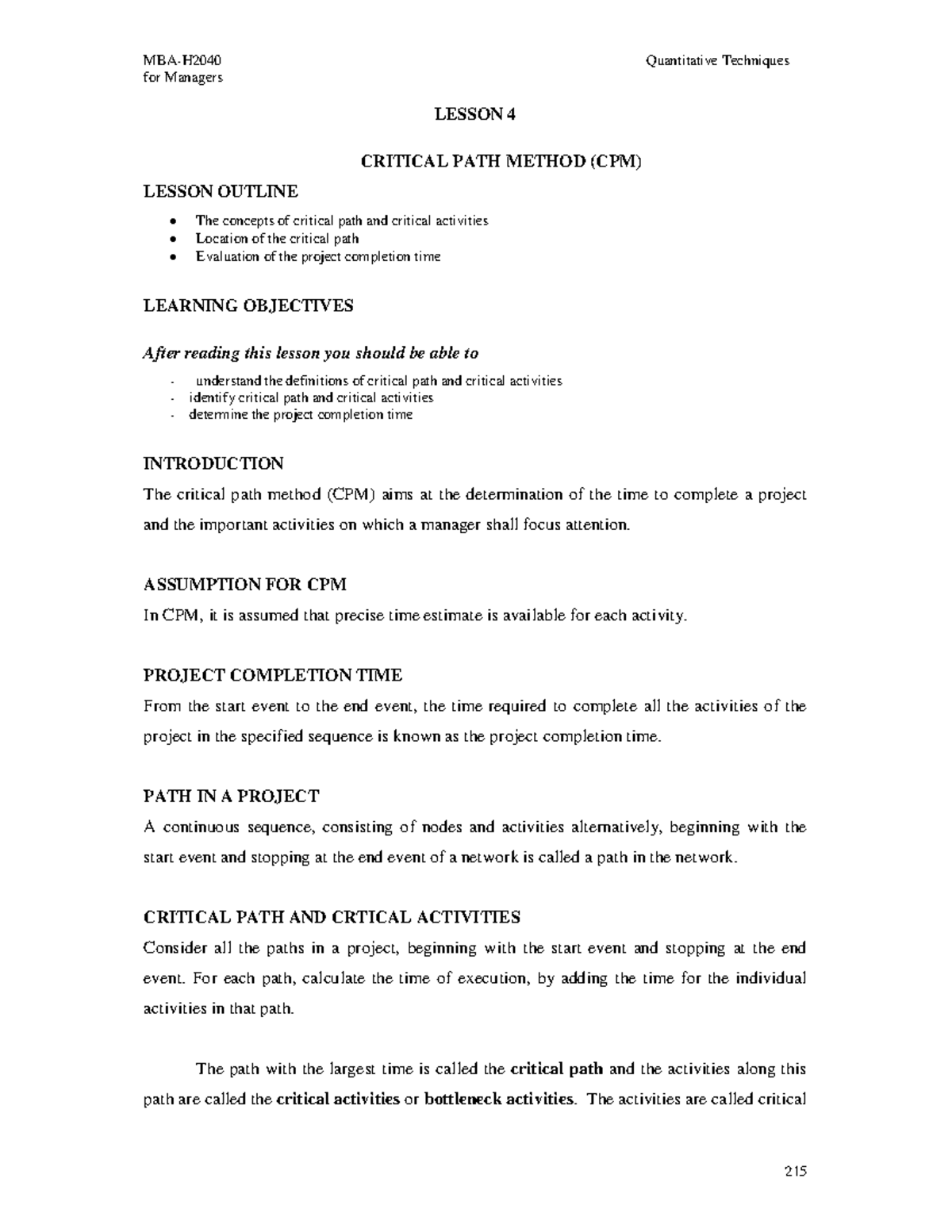 Unit Three Lesson Four Introduction to Operations Research and Linear ...