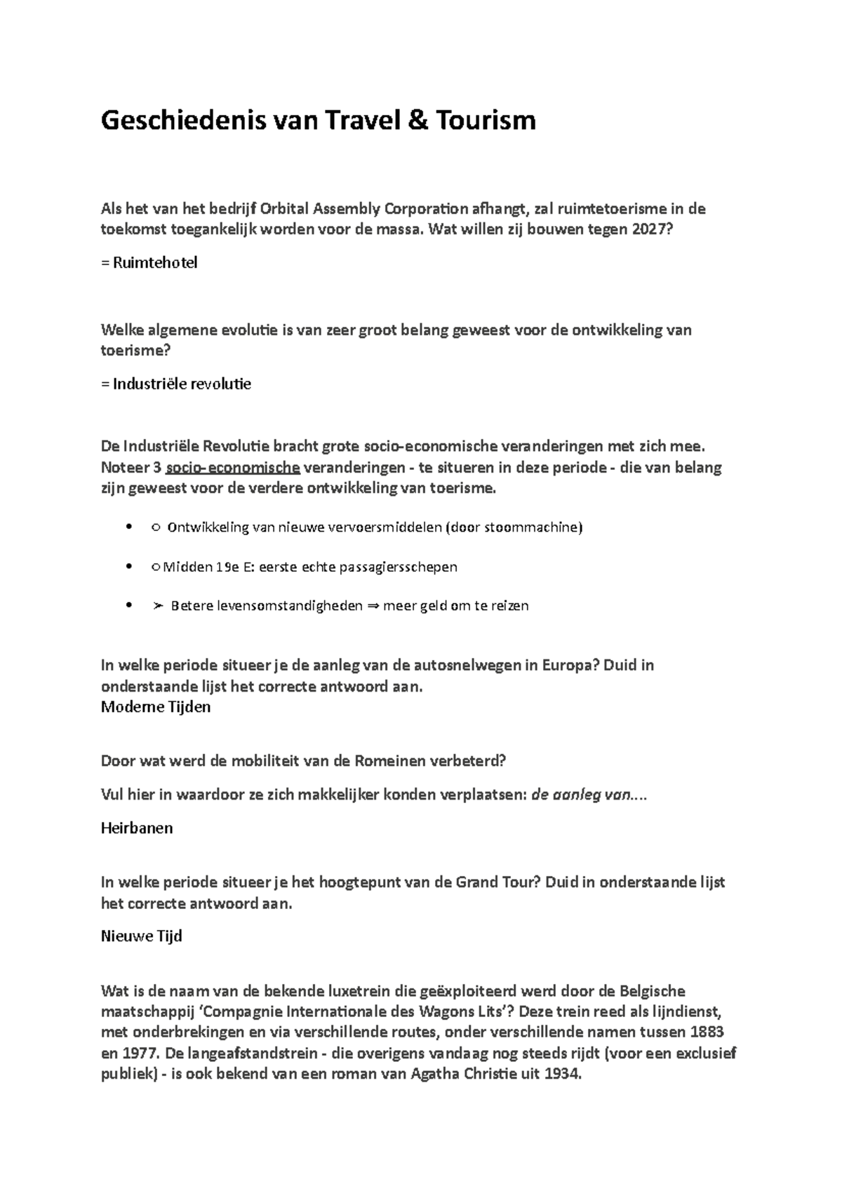 Toerisme vragen - Geschiedenis van Travel & Tourism Als het van het ...