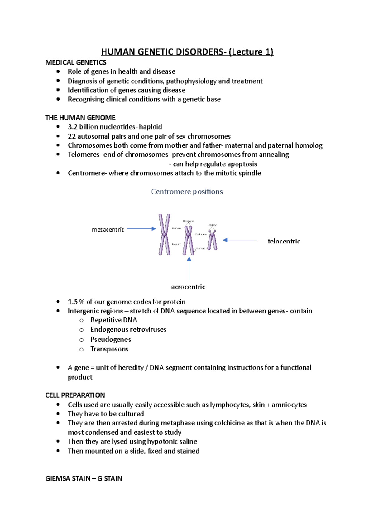 Human Genetic Disorders- Lt1 - HUMAN GENETIC (Lecture 1) MEDICAL ...