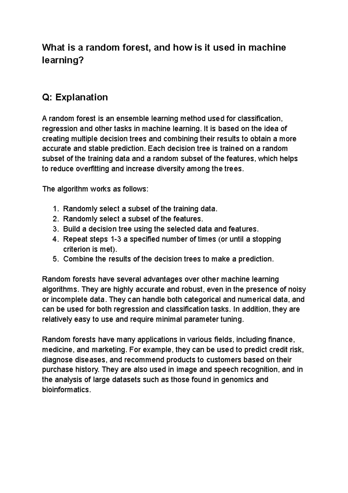 What is a random forest, and how is it used in machine learning - What ...