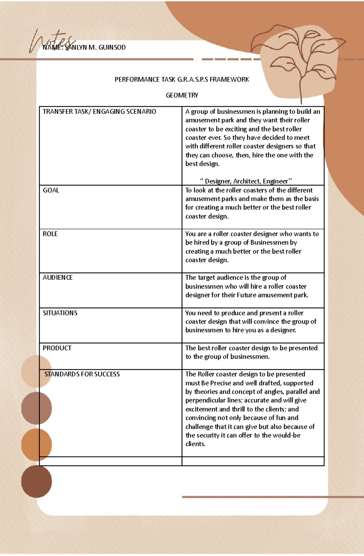 Grasp math - educational purposes only. - NAME: SANLYN M. GUINSOD ...