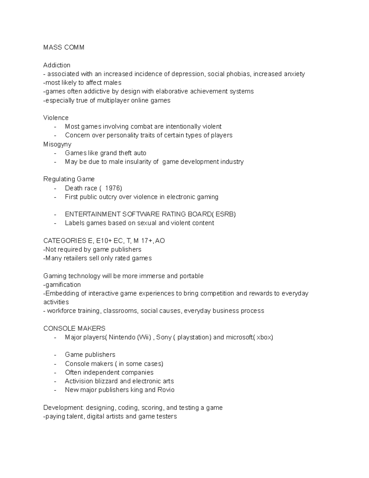 MASS COMM games chapter - MASS COMM Addiction associated with an ...