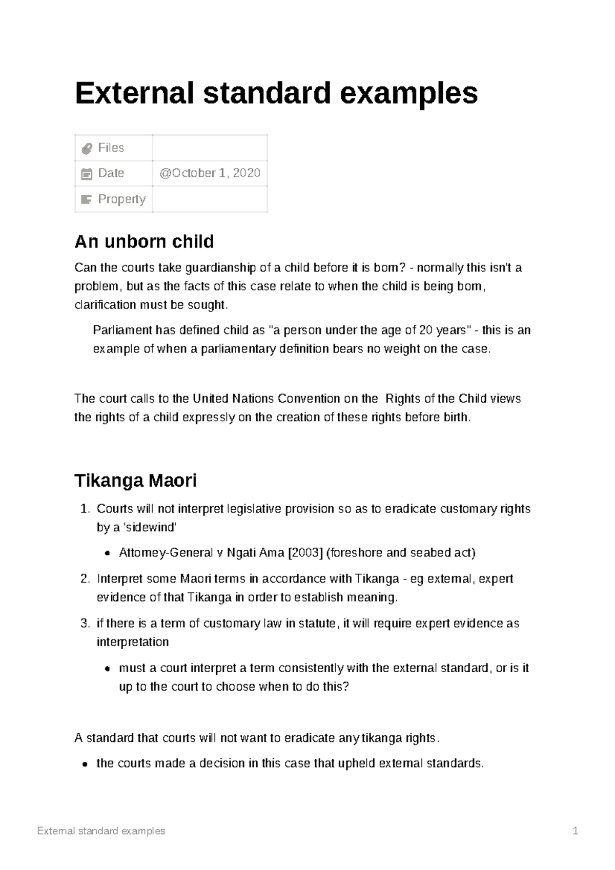 External standard examples - Parliament has defined child as "a person ...