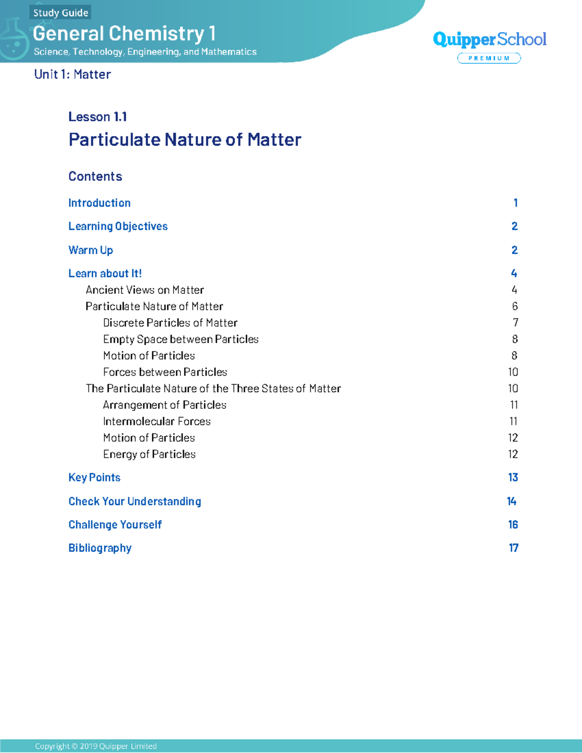 1.1 Study Guide - notes - Particulate Nature of Matter Lesson 1 ...