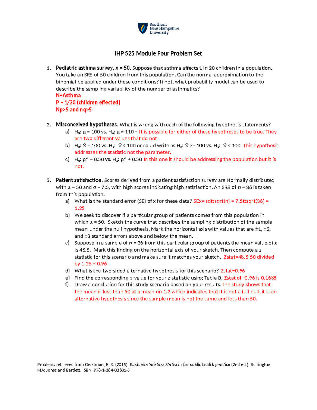 IHP 525 Module Four Problem Set - Suppose that asthma affects 1 in 20 ...