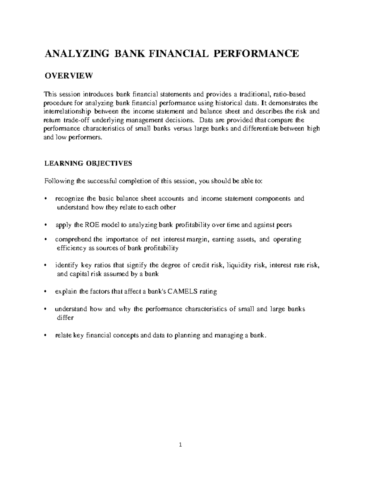 Analyzing Bank Fin Perf - ANALYZING BANK FINANCIAL PERFORMANCE OVERVIEW ...