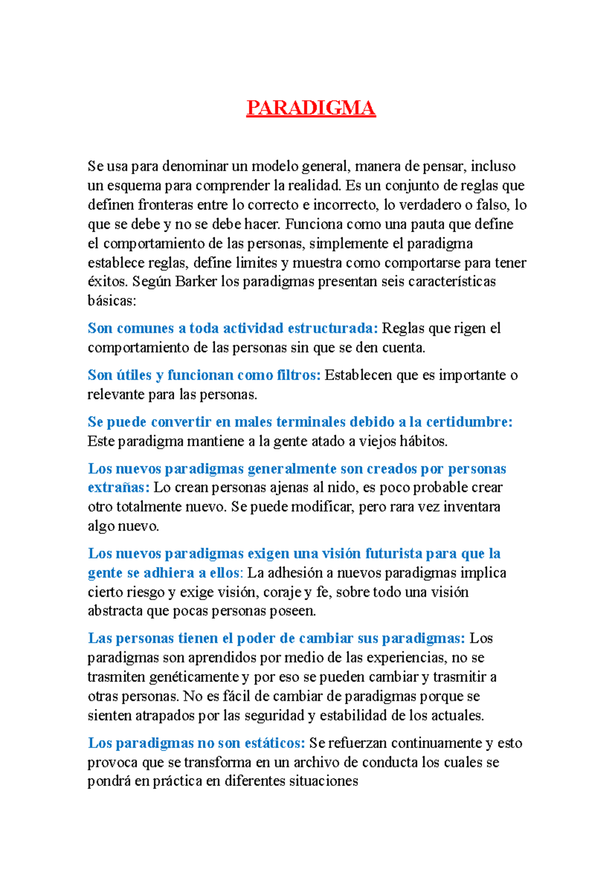 Paradigma - resumen filosofia 1 - PARADIGMA Se usa para denominar un ...