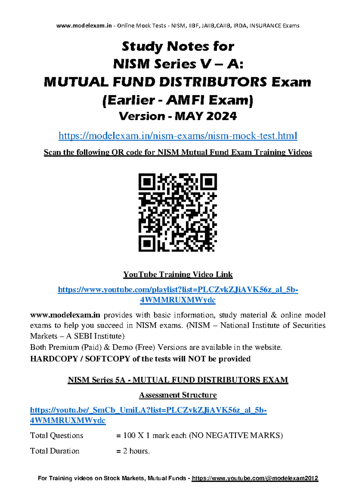Nism mutual fund study notes - Study Notes for NISM Series V – A ...