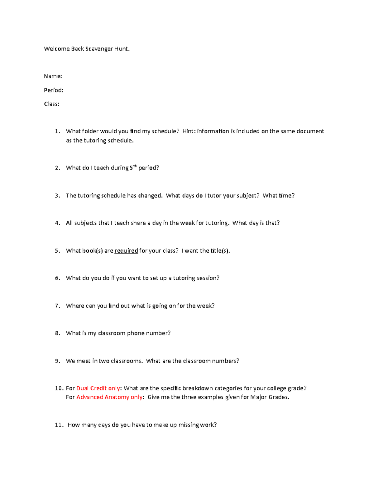 Welcome Back Scavenger Hunt for Spring - Welcome Back Scavenger Hunt ...