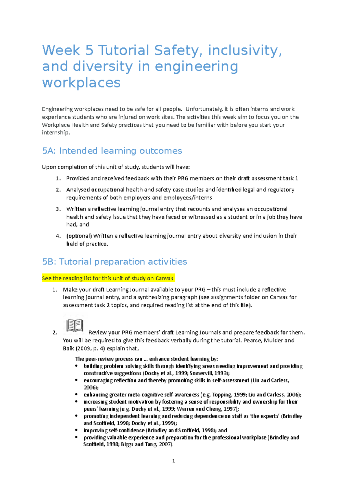 Week 5 Tutorial Preparation Activities Safety, Diversity, Inclusivity ...