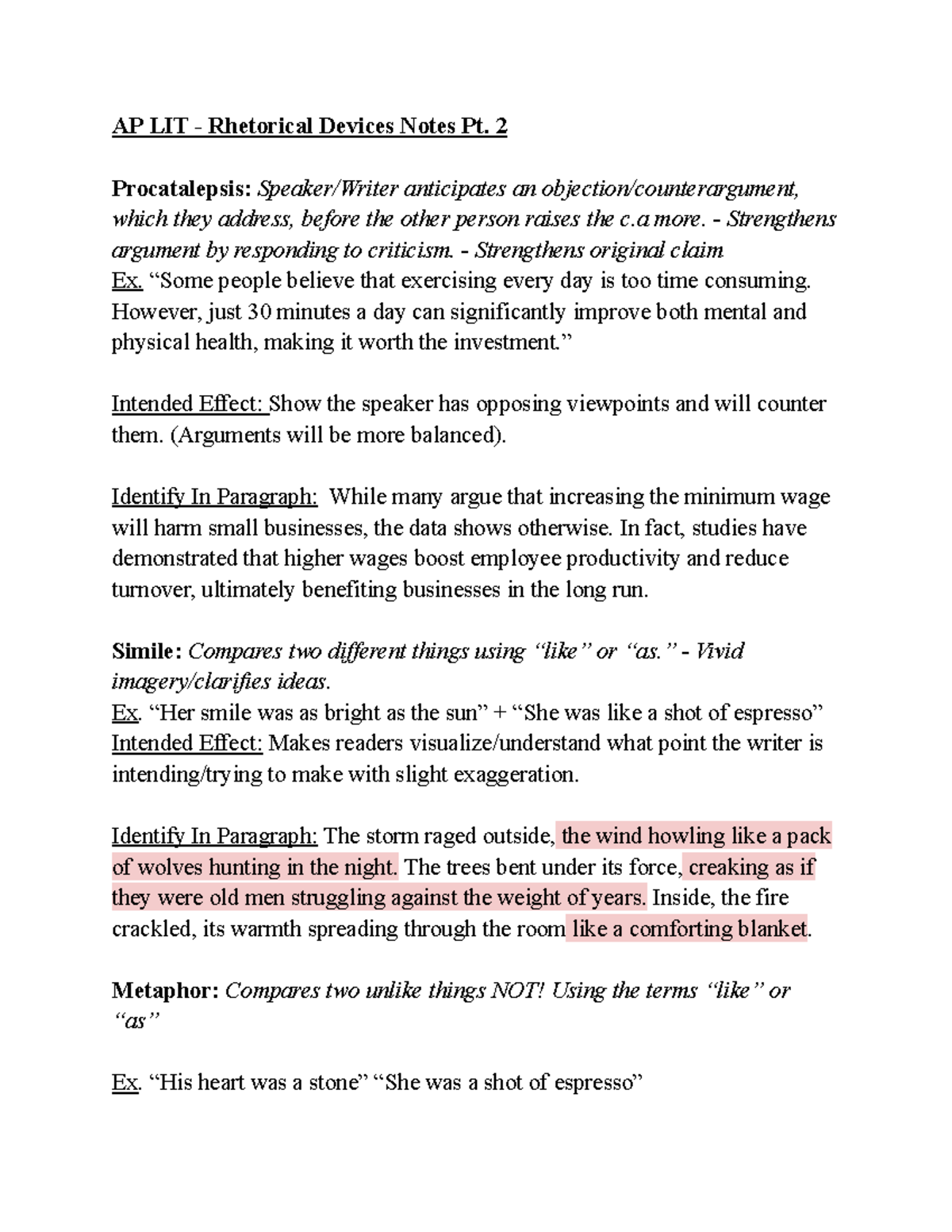 Rhetorical Devices Notes Pt.2 - 2 Procatalepsis: Speaker/Writer ...