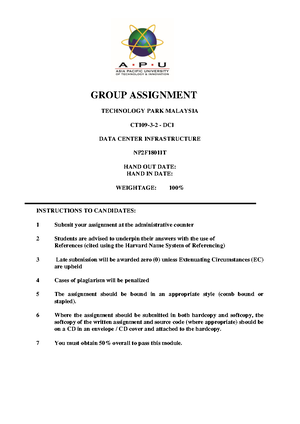 DCI Assignment Sample 2 - Intake Code : Module : Data Centre ...