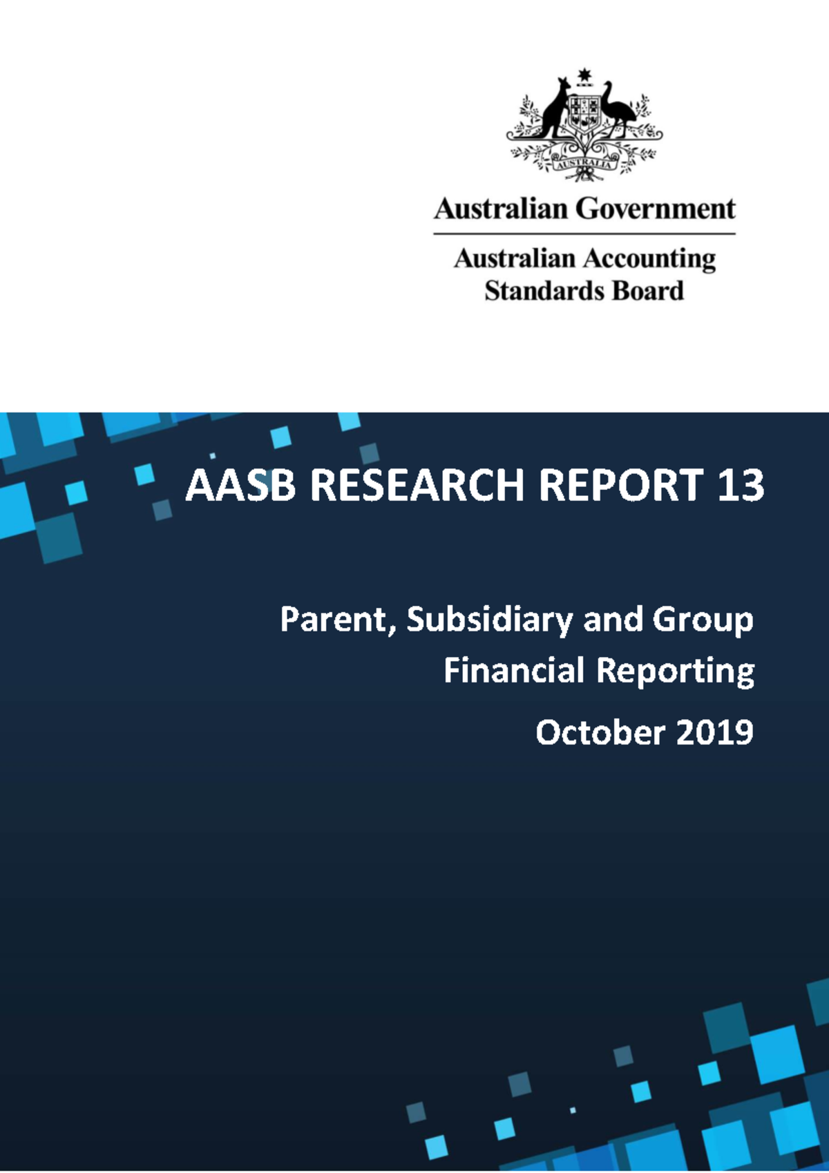 AASB RR13 Consol parent Sub FR - AASB RESEARCH REPORT 13 Parent ...