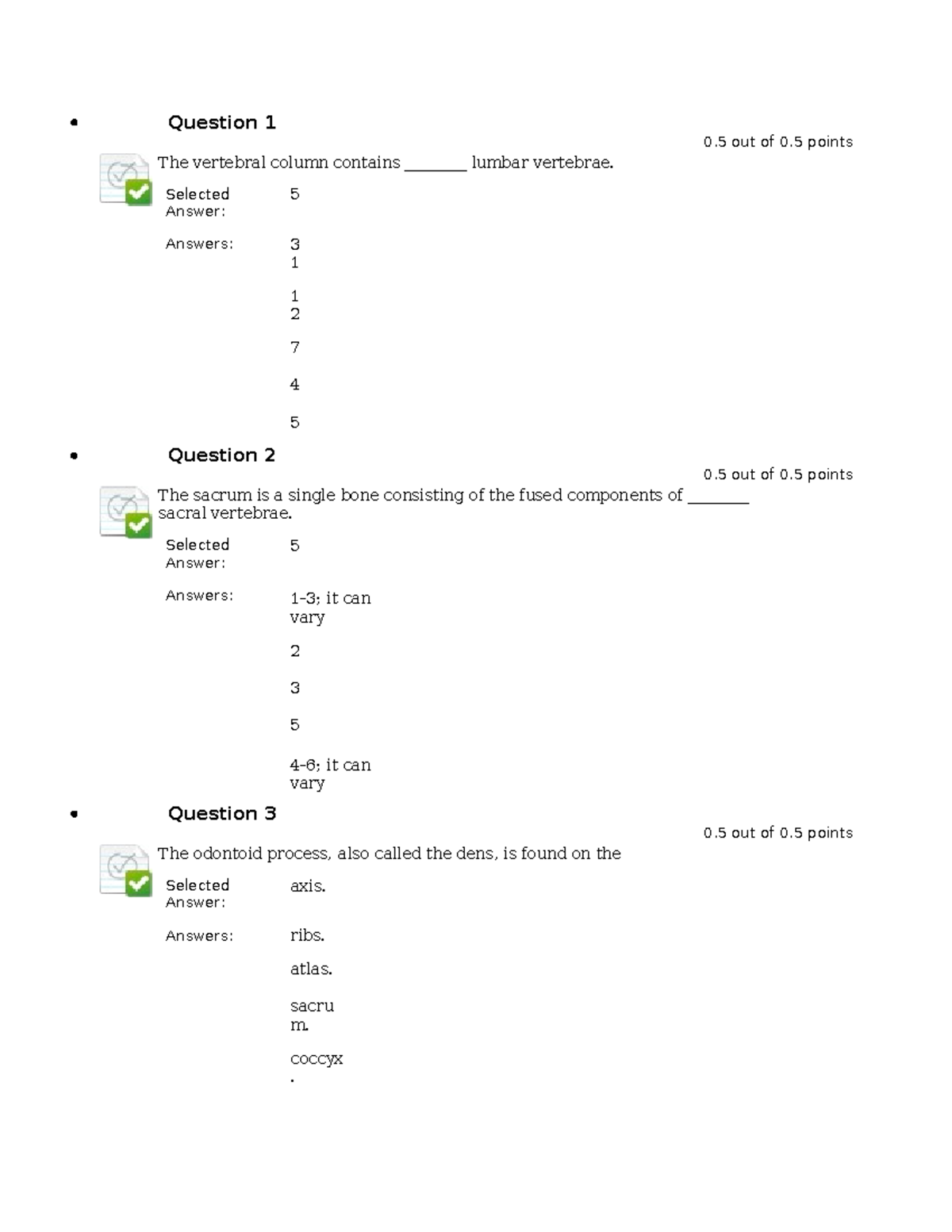 Anatomy Ch.7 Quiz - course work - Question 1 0 out of 0 points The ...