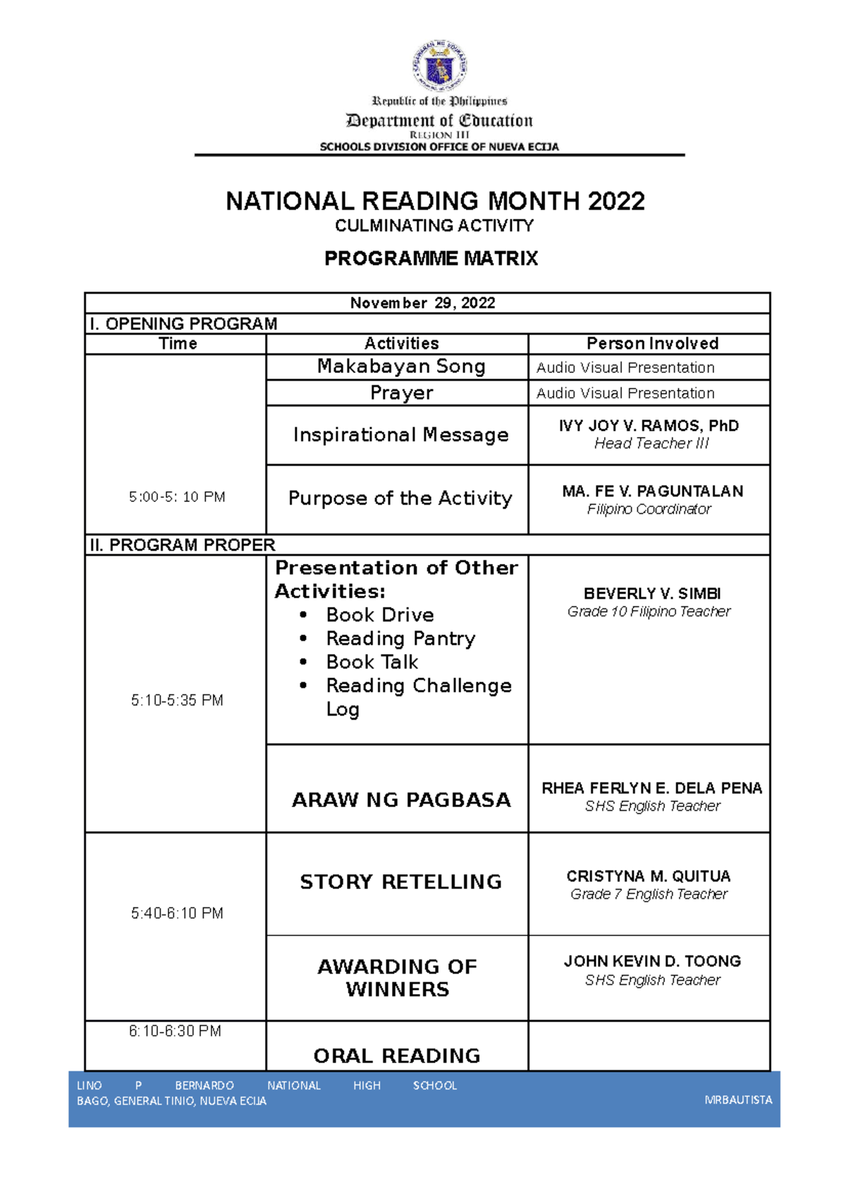 5. School-Program Matrix- NRMonth-2022 - NATIONAL READING MONTH 2022 ...