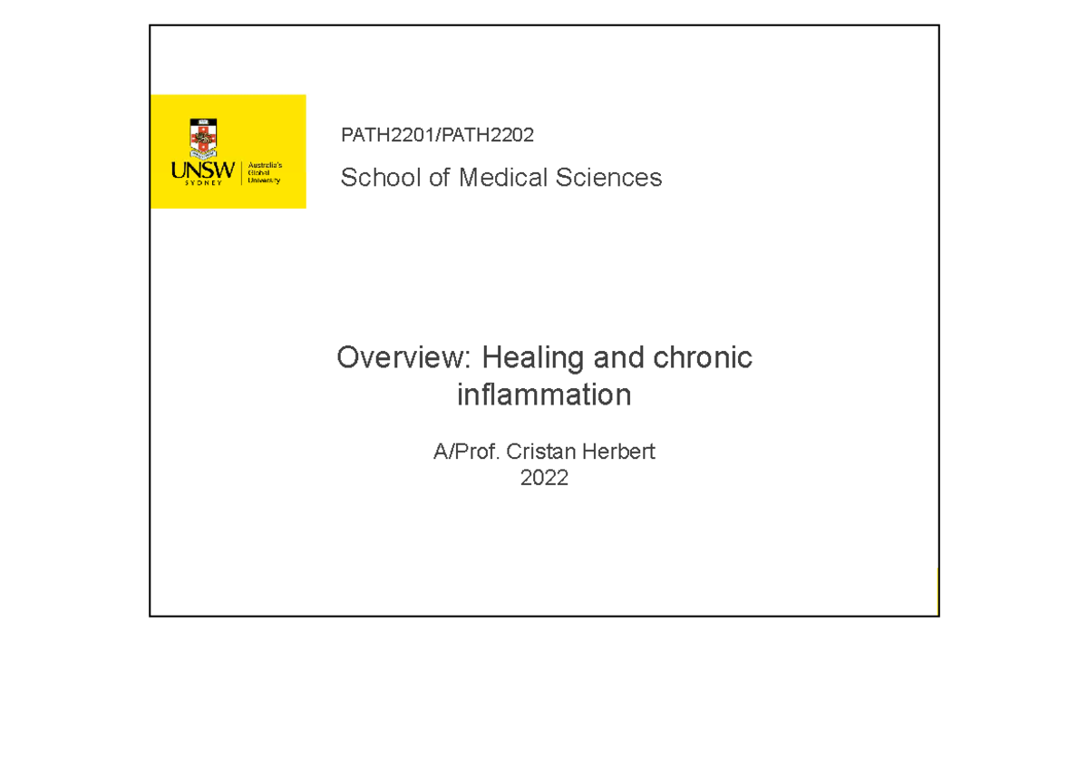 06 - Chronic Inflammation 2022 - ####### PATH2201/PATH School of ...
