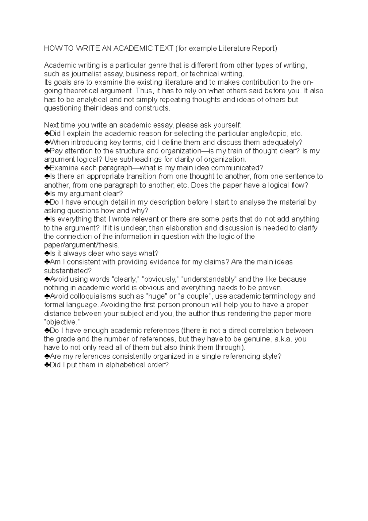 HOW TO Write AN Academic TEXT HOW TO WRITE AN ACADEMIC TEXT for