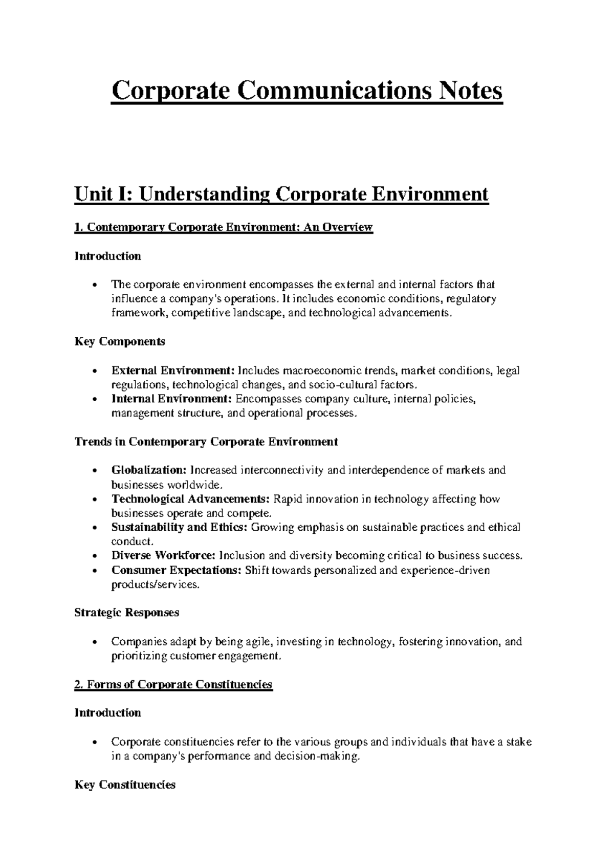 Corporate Communications Notes In a Short way brief points - Corporate ...