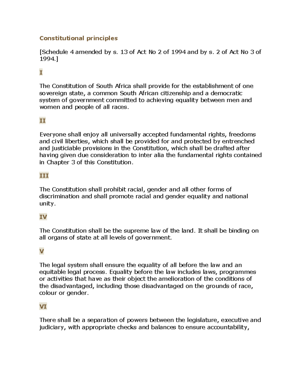 Constitutional Principles - Constitutional principles [Schedule 4 ...