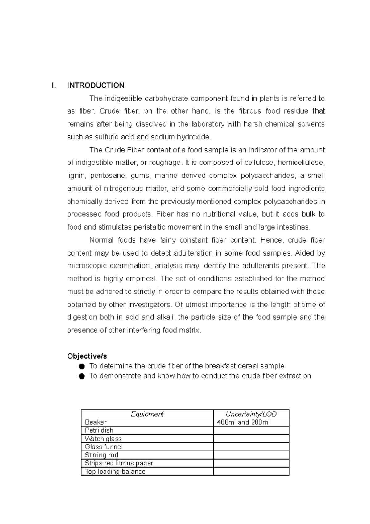 FT324-LAB- Activity-NO.-16 - I. INTRODUCTION The indigestible ...