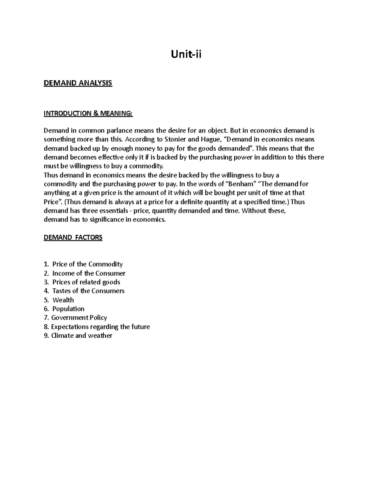 Befa 2 - It is easy - Unit-ii DEMAND ANALYSIS INTRODUCTION & MEANING ...