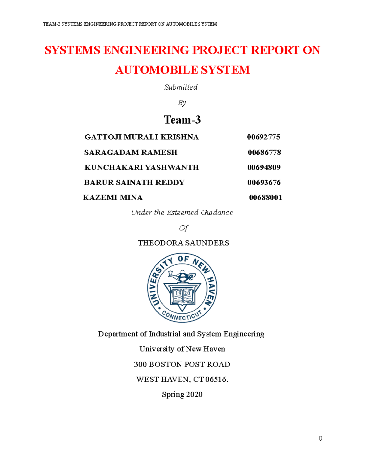 systems engineering project - SYSTEMS ENGINEERING PROJECT REPORT ON ...