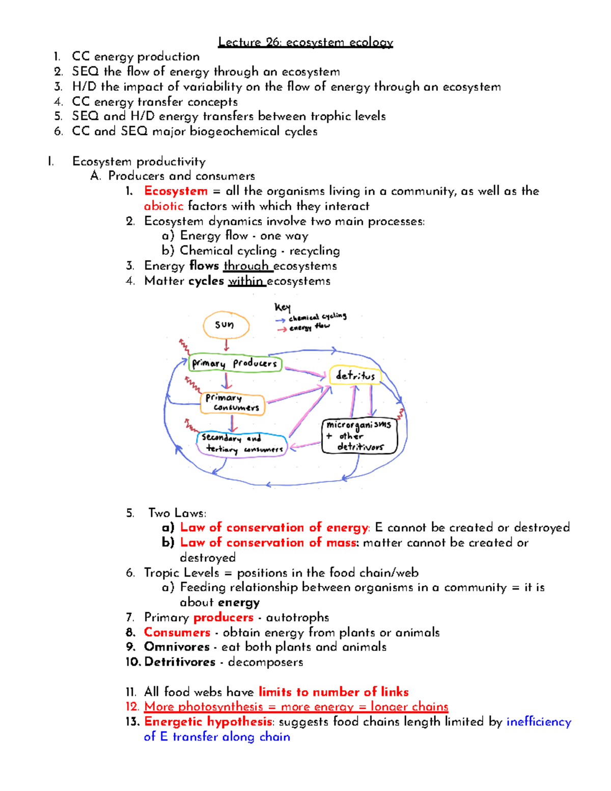 Biology Chapter 26 - Ecosystem Ecology - Lecture 26: ecosystem ecology ...
