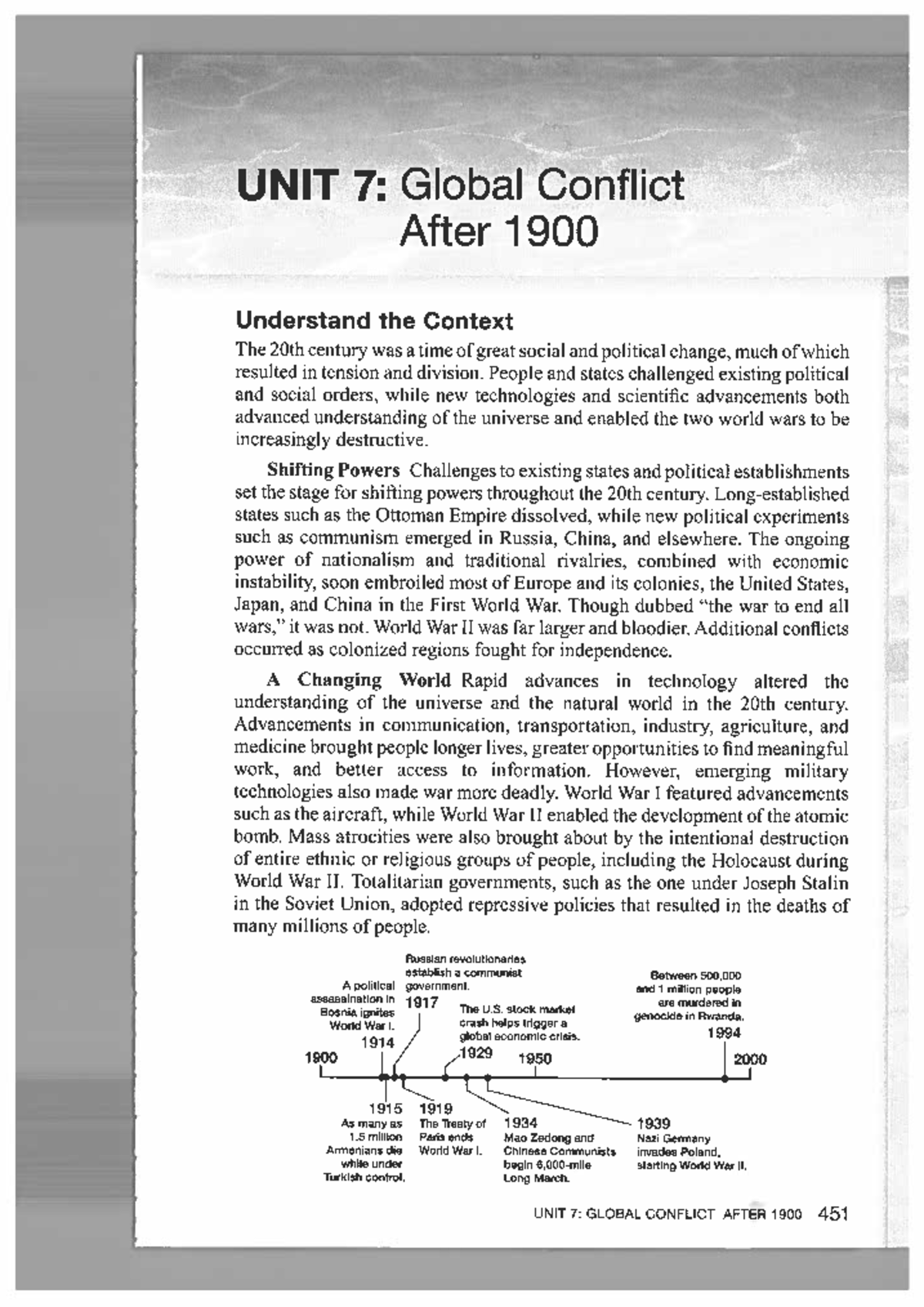 7.1+Reading - Lecture notes 2 - UNIT 7: Global Conflict After 1900 ...