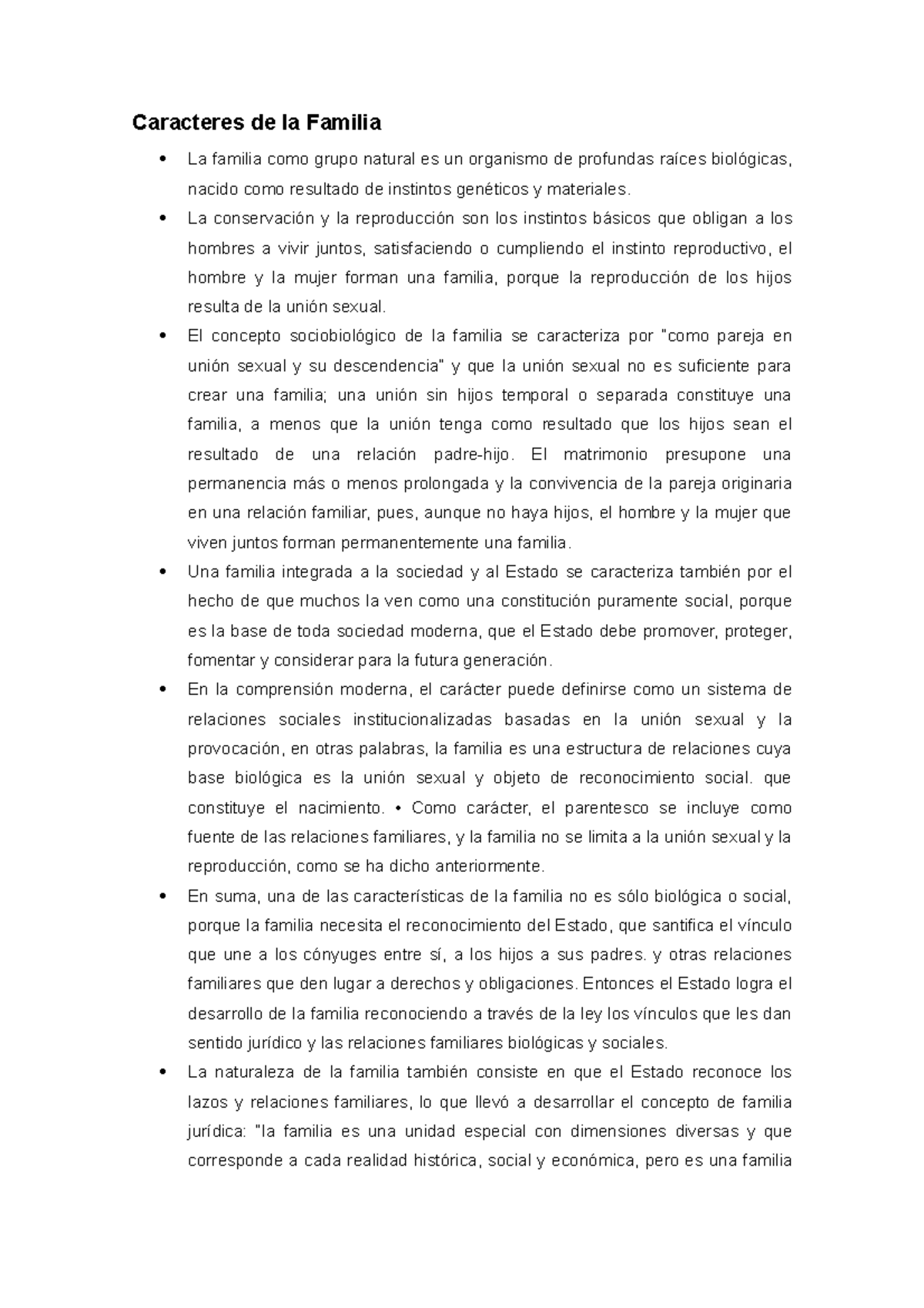 TA Caracteres DE LA Familia - Caracteres de la Familia La familia como ...