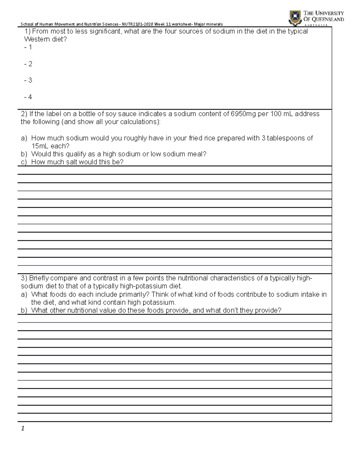 Wk11 Worksheet - Major minerals - From most to less significant, what ...