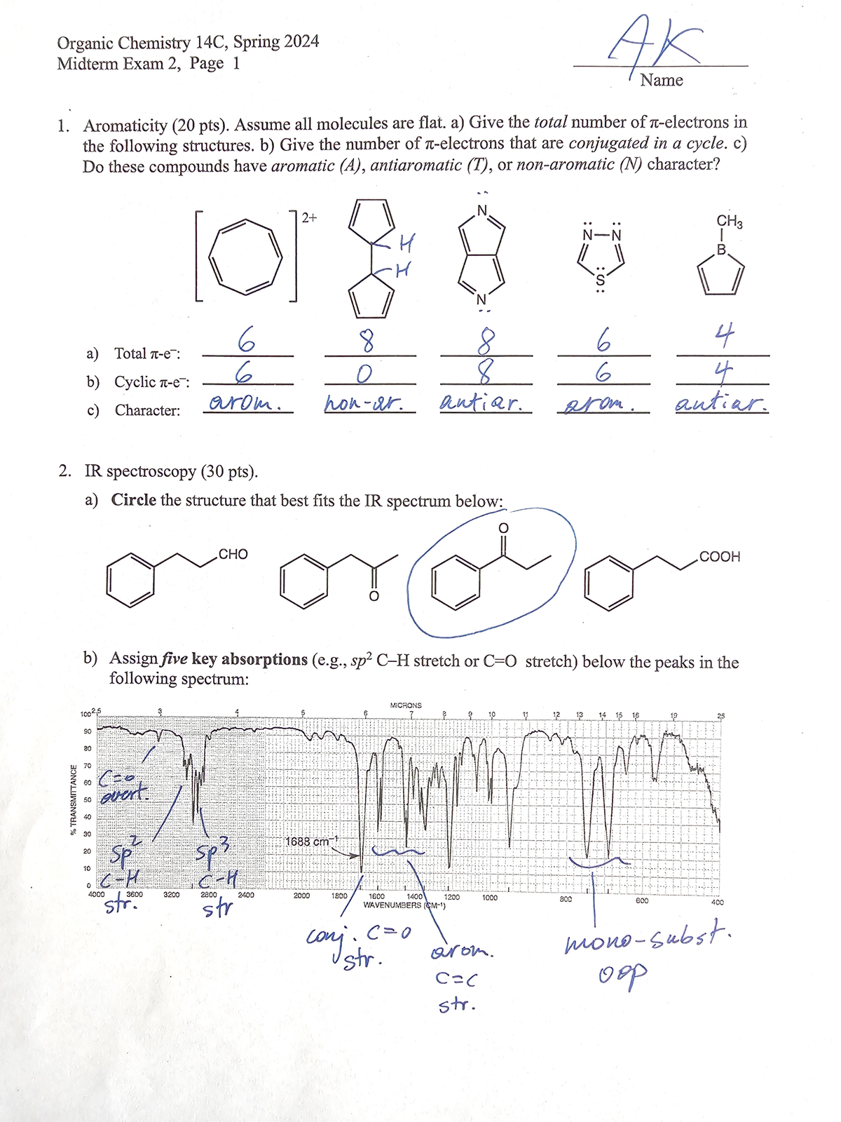 14C - 2024 Midterm Exam 2 AK (Lecture 2) - Organic Chemistry 14C ...