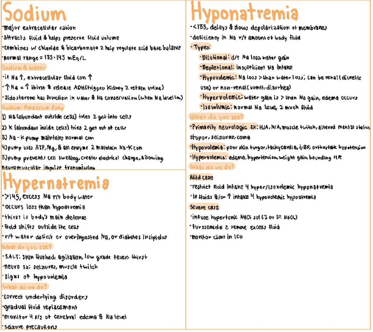 Electrolytes - Lecture notes - Sodium Hyponatremia major extracellular ...