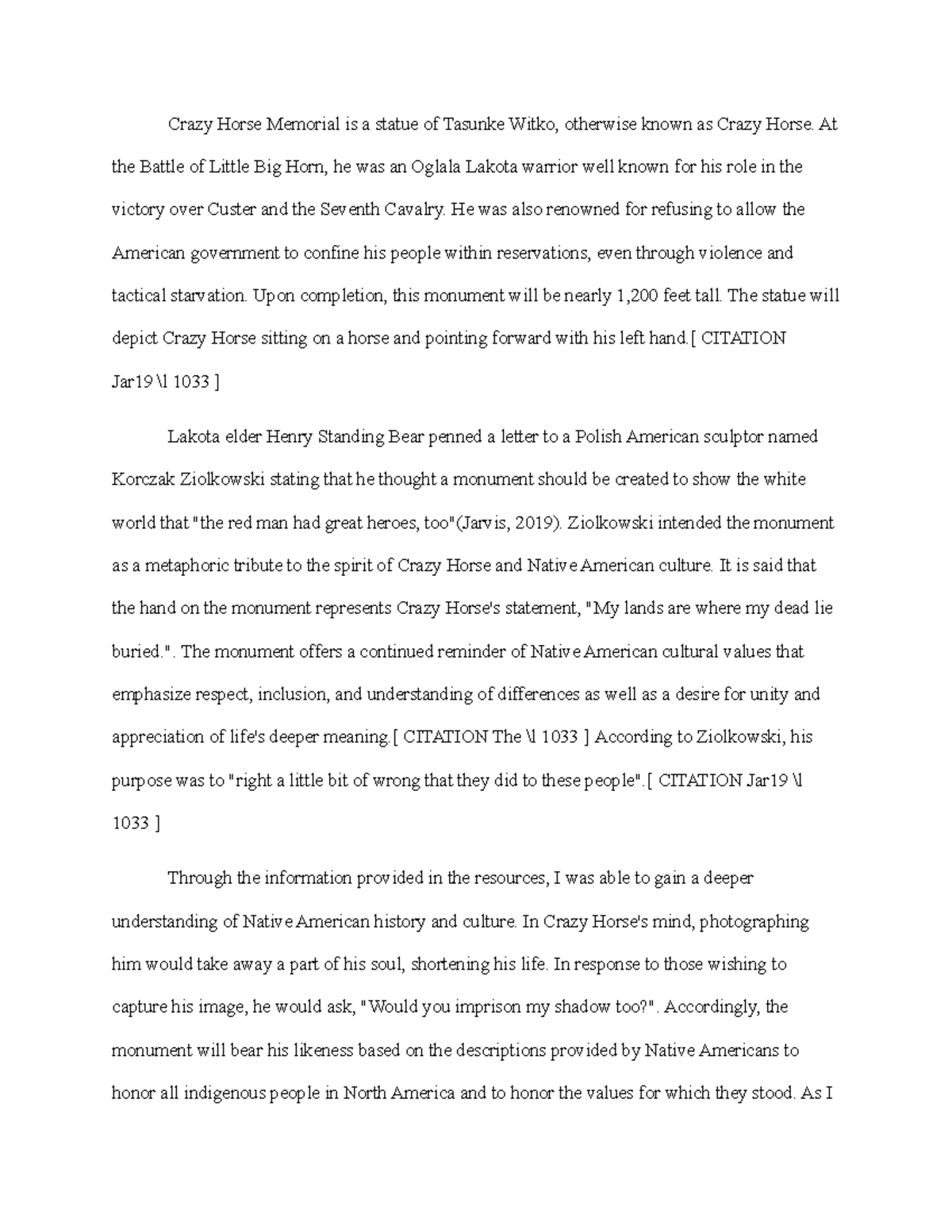 HUM Week 4 Short Answer - Crazy Horse Memorial is a statue of Tasunke ...