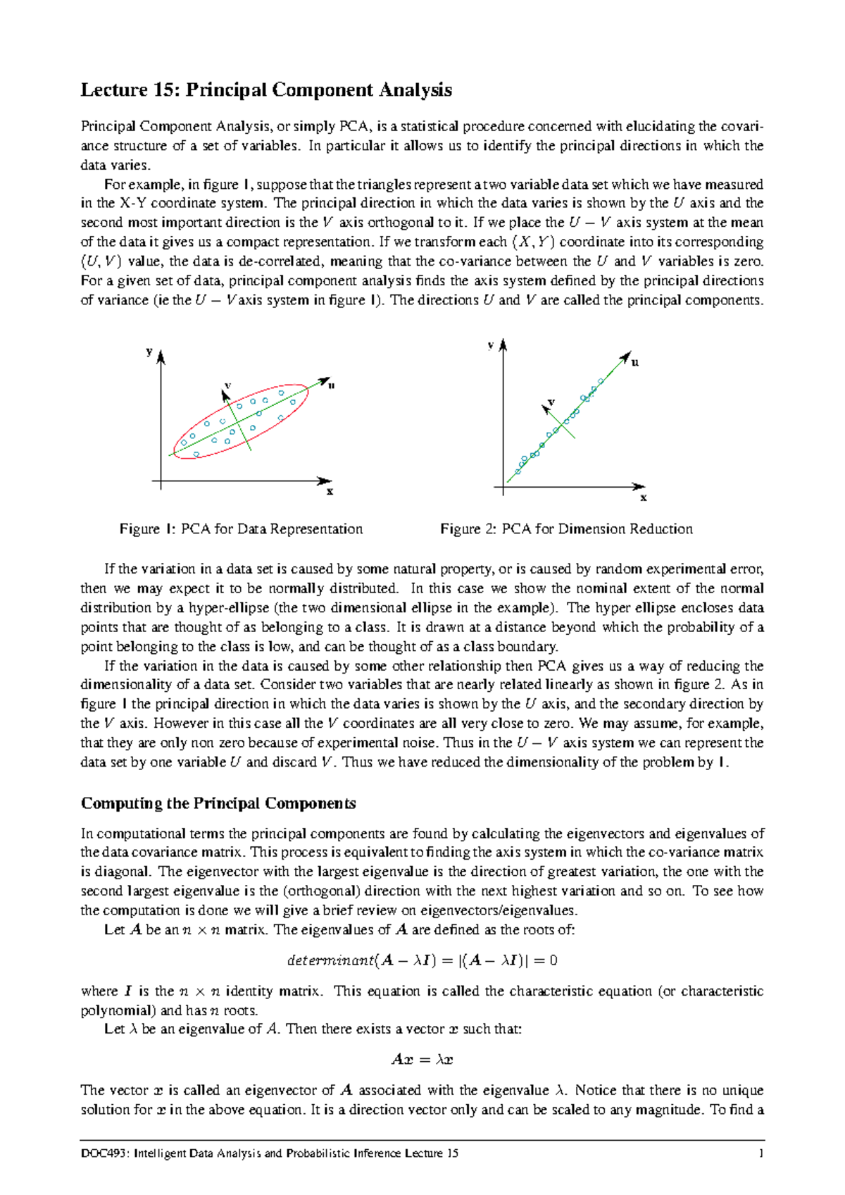 Gillies-PCA-notes - Lecture 15: Principal Component Analysis Principal ...