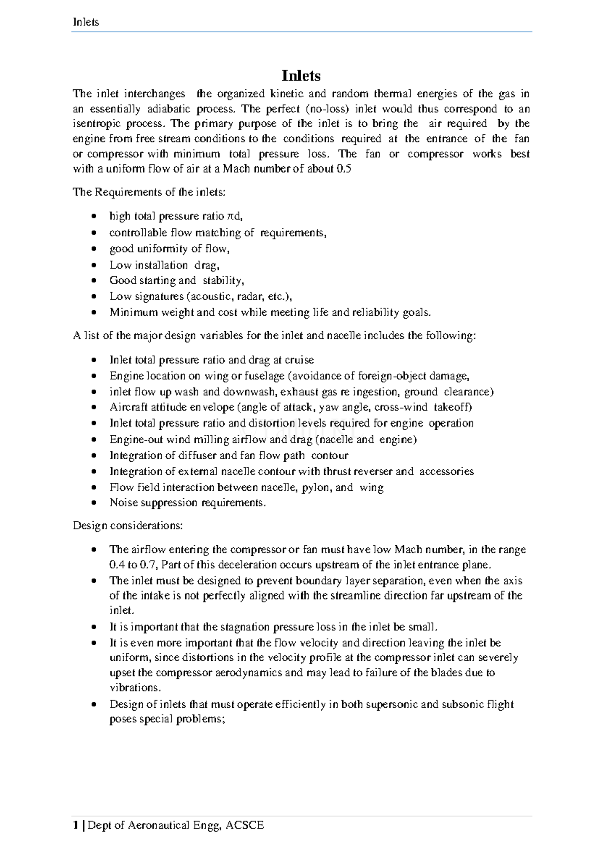 Module-3-18AE43 - gfgjdp;hjdh;shj;lj - Inlets The inlet interchanges ...
