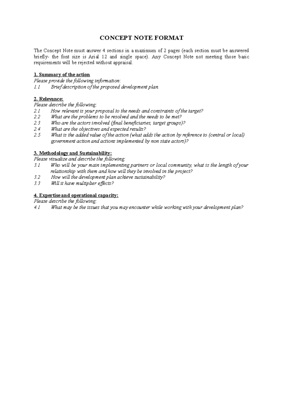 Concept note - Any Concept Note not meeting those basic requirements ...