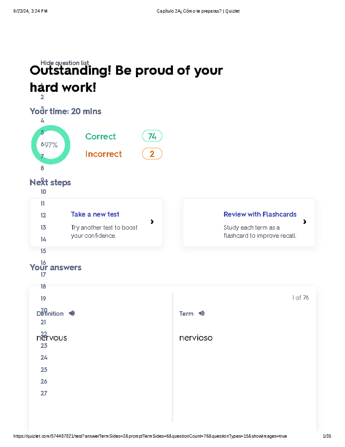 Capítulo 2A¿Cómo te preparas Quizlet - Outstanding! Be proud of your ...