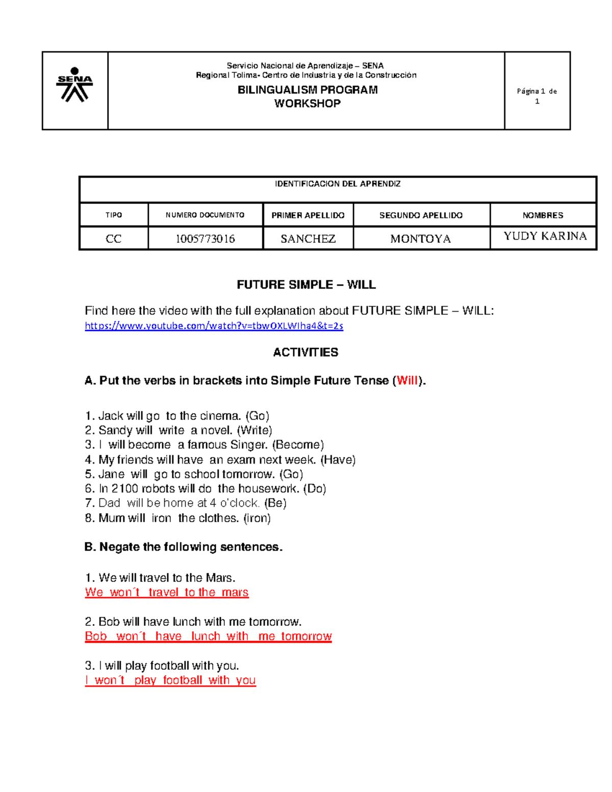 Future-WILL Ingles - Lecture notes 2 - Regional Tolima- Centro de ...
