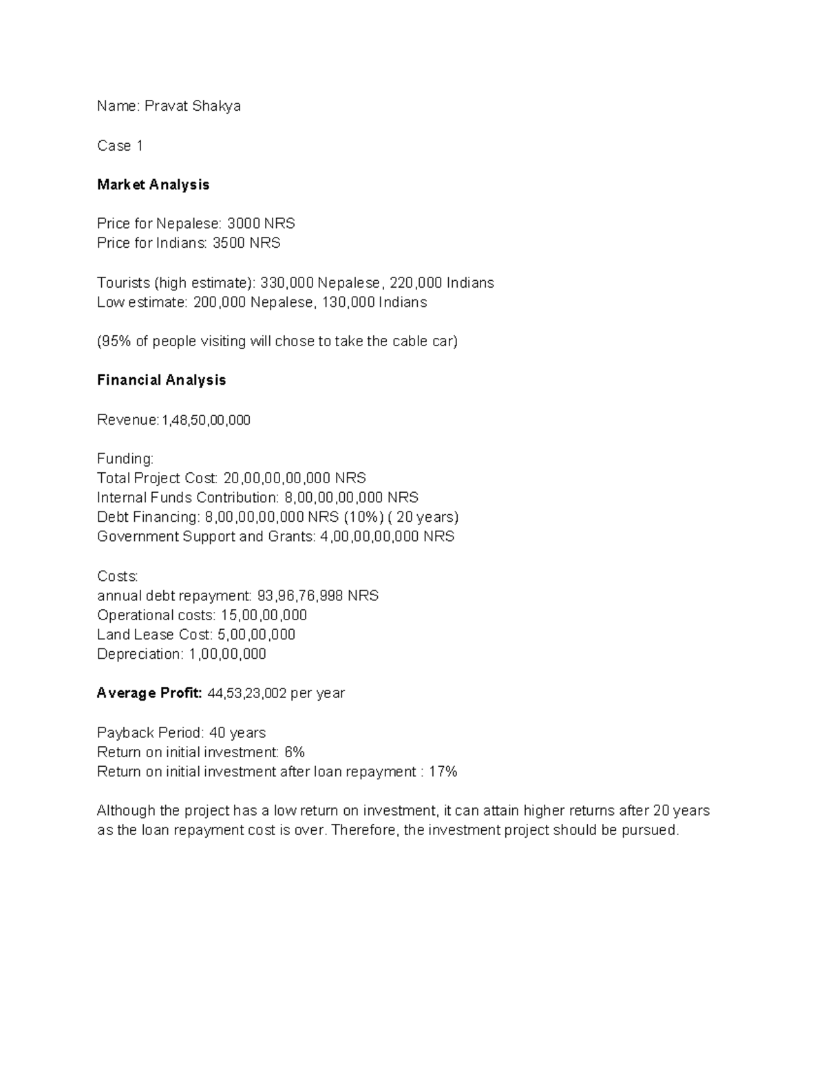 BCA For German Students - Name: Pravat Shakya Case 1 Market Analysis ...