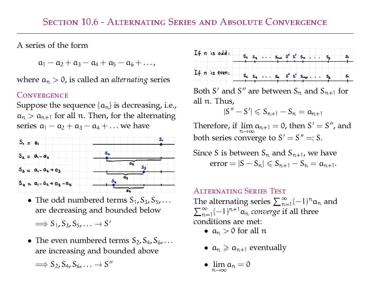 Math166 Section 1006 - Section 10 - Alternating Series and Absolute ...