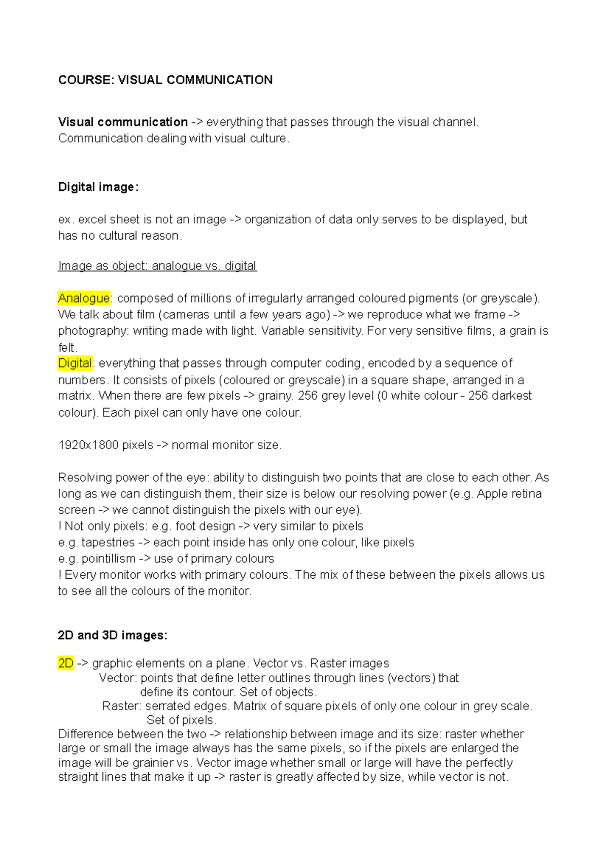 Visual Communication - COURSE: VISUAL COMMUNICATION Visual ...