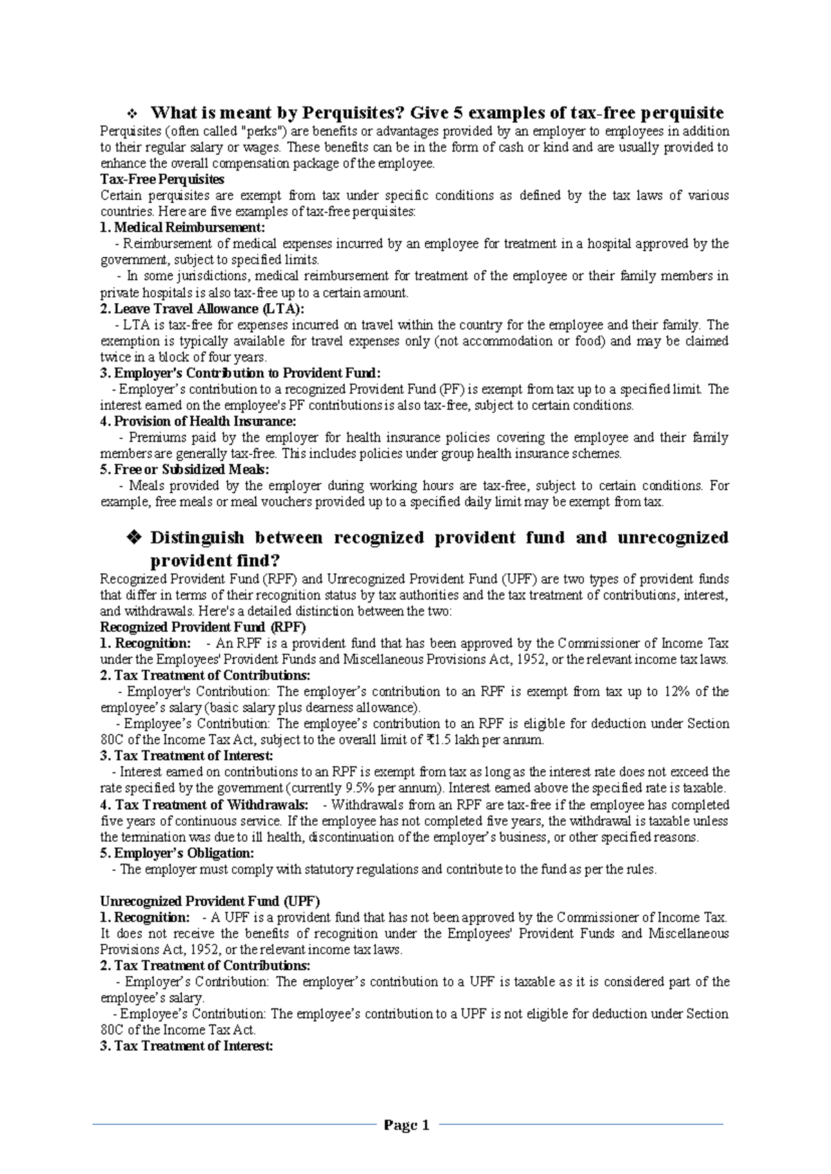Income tax 2 - What is meant by Perquisites? Give 5 examples of tax ...