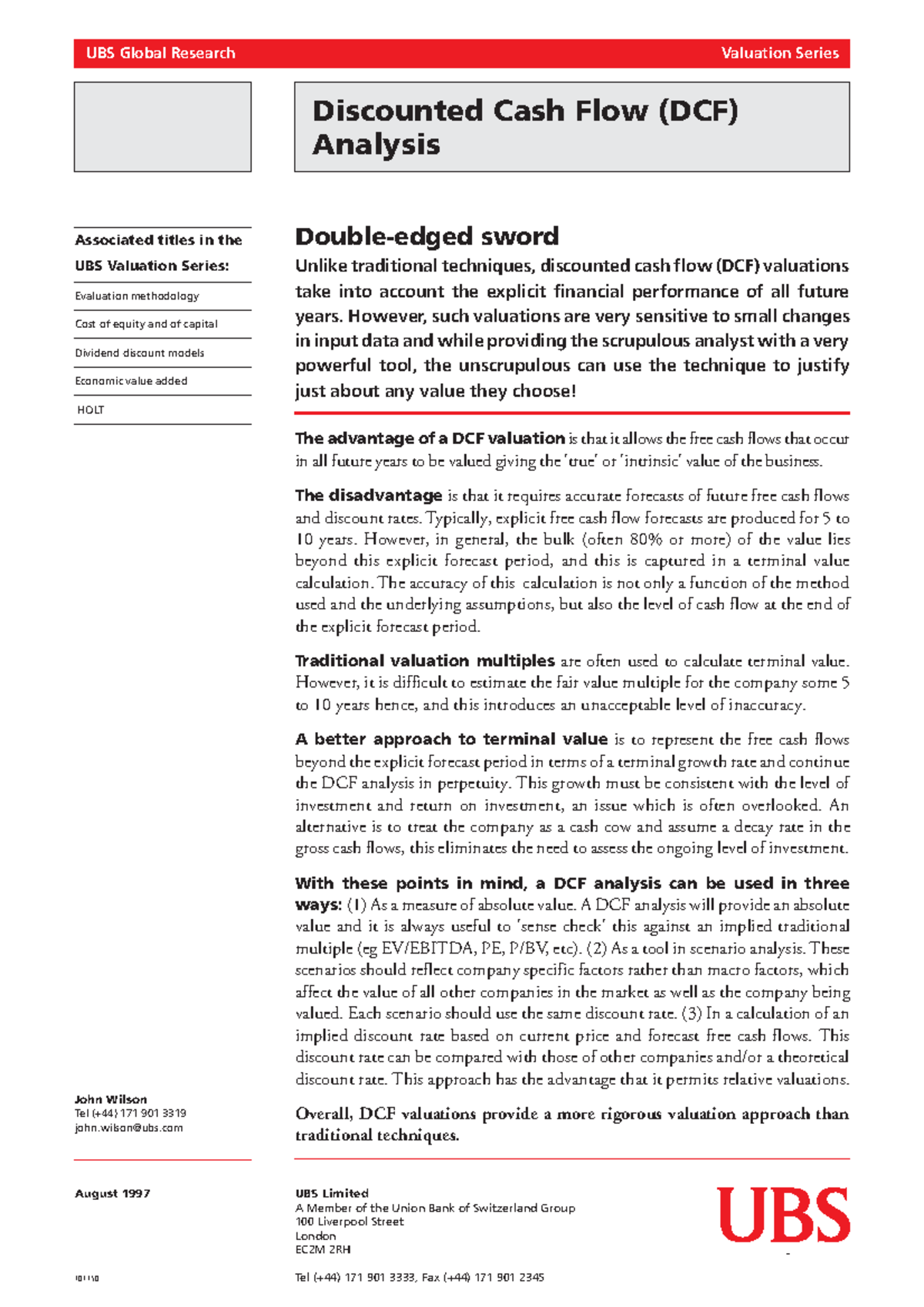 DCF valuation - dddddddddddd - John Wilson Tel (+44) 171 901 3319 john ...